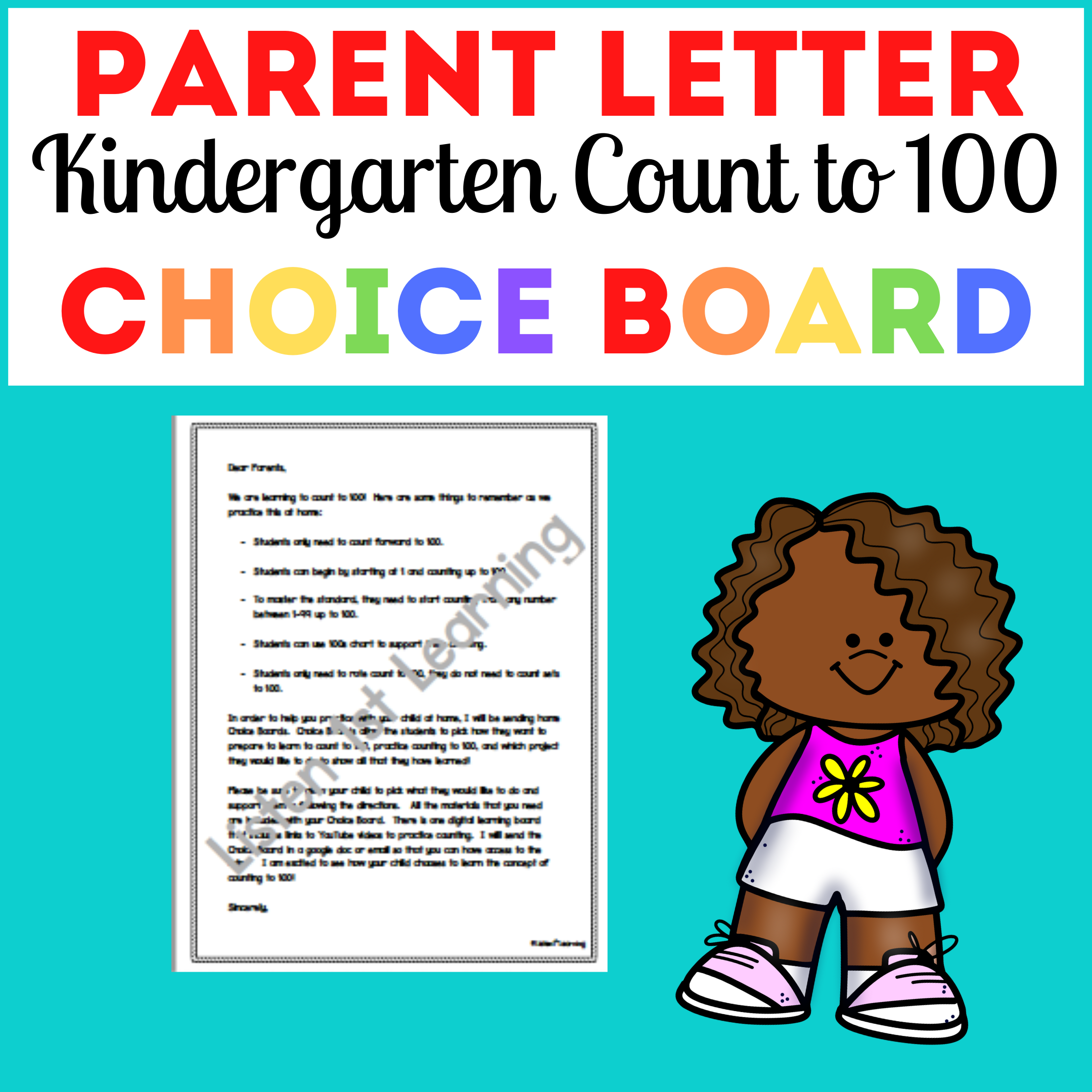 Parent Letter for Count to 100 Choice Boards – Listen 1st Learning
