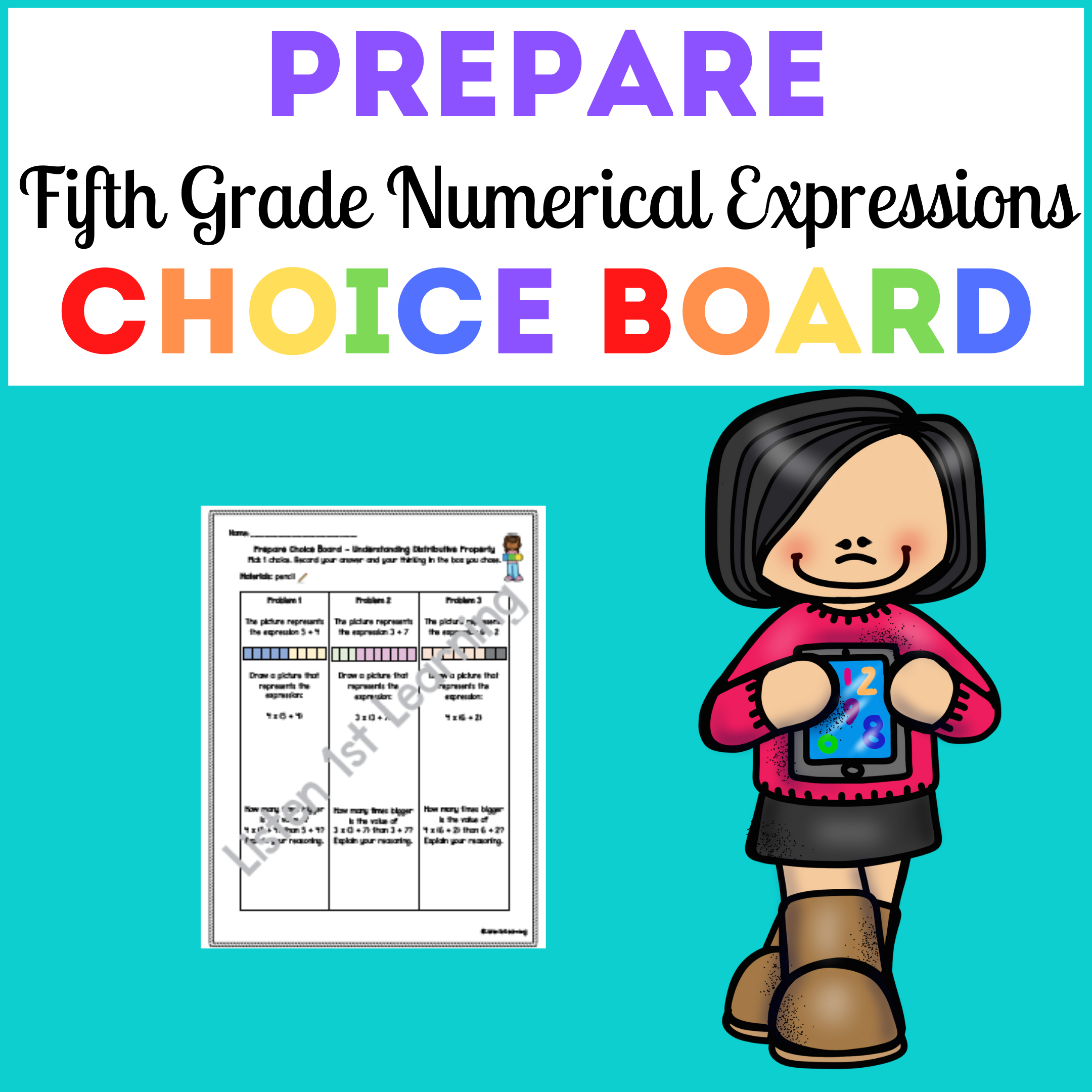 Prepare Choice Board: Numerical Expressions – Listen 1st Learning
