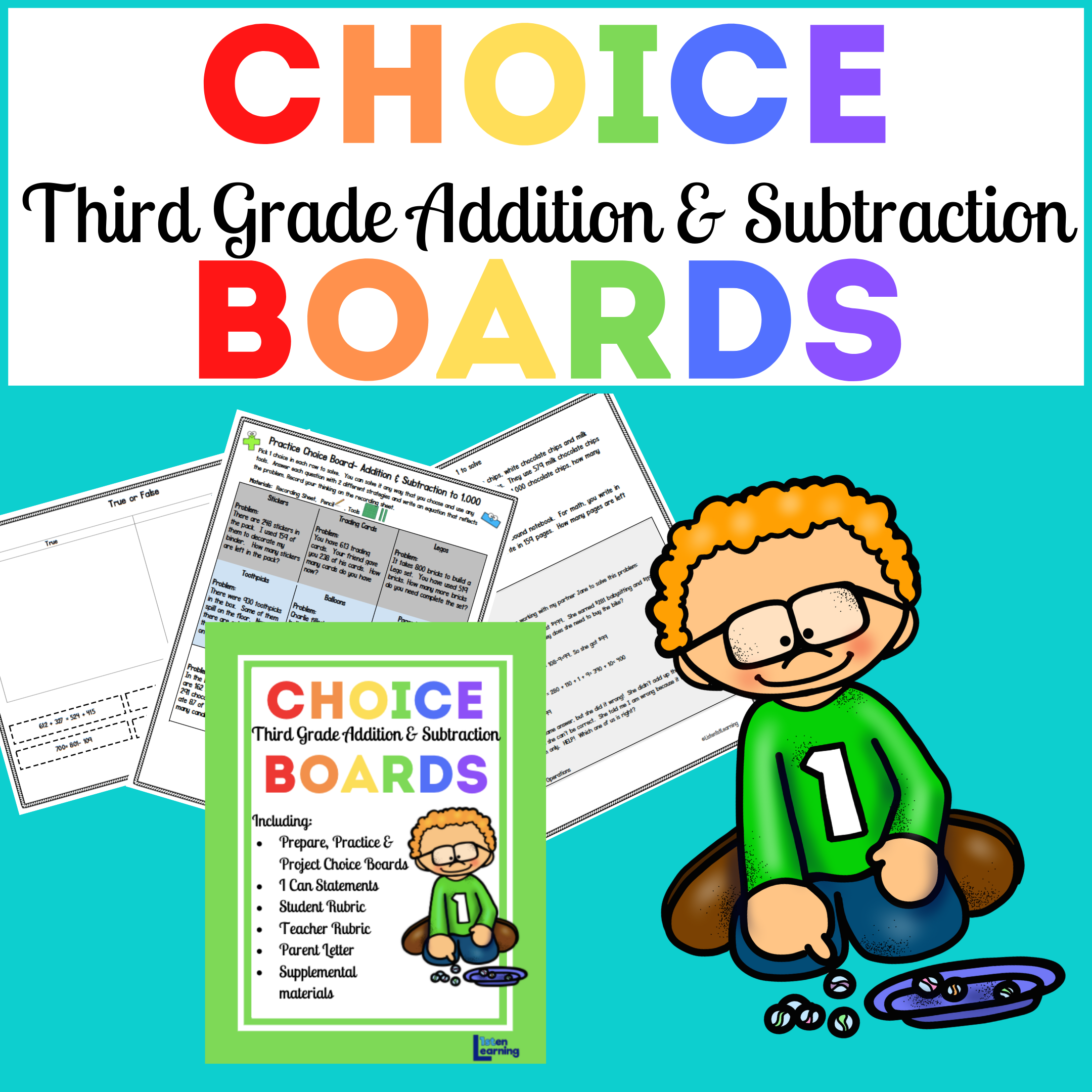 Choice Boards BUNDLE: Addition and Subtraction – Listen 1st Learning
