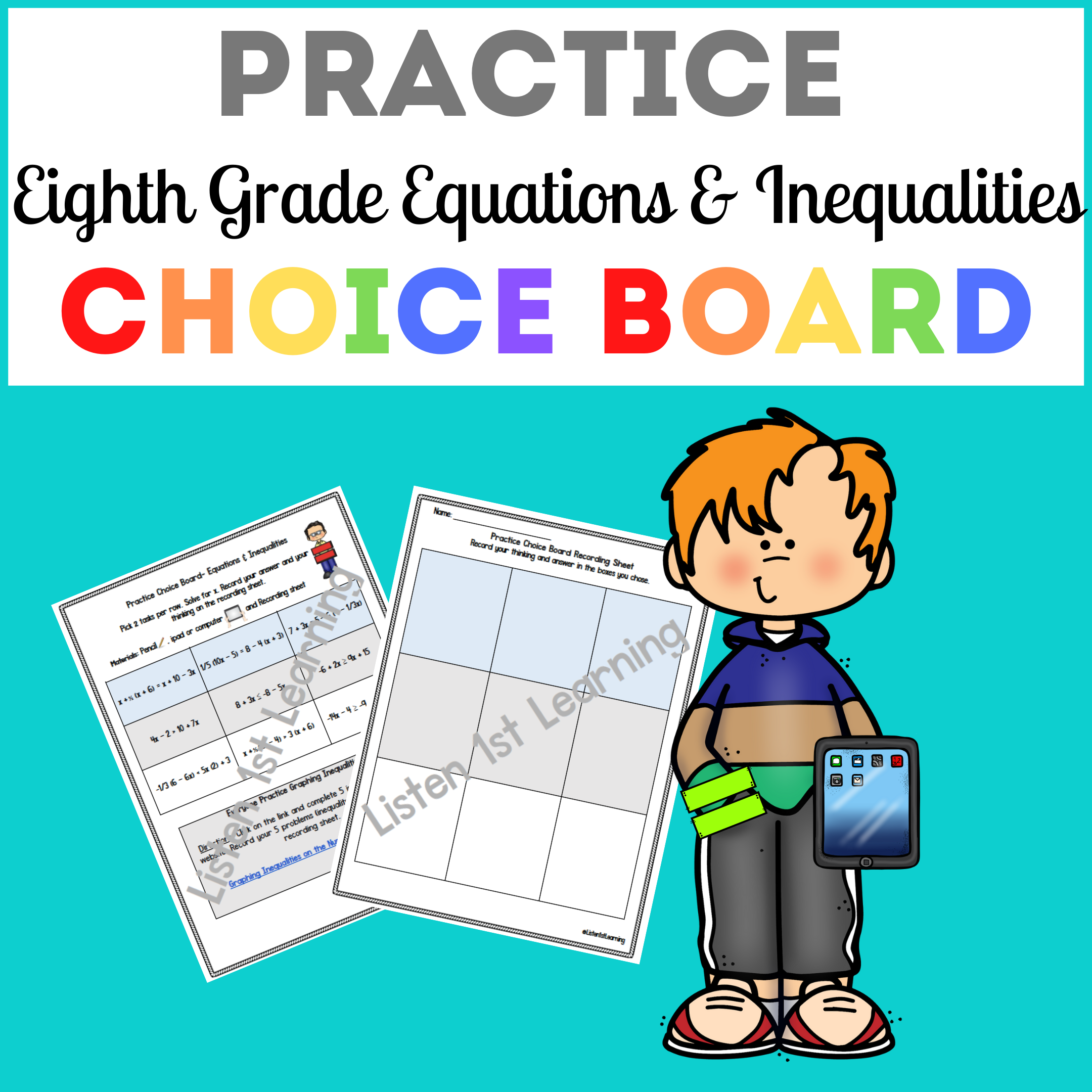 Practice Choice Board: Equations & Inequalities – Listen 1st Learning