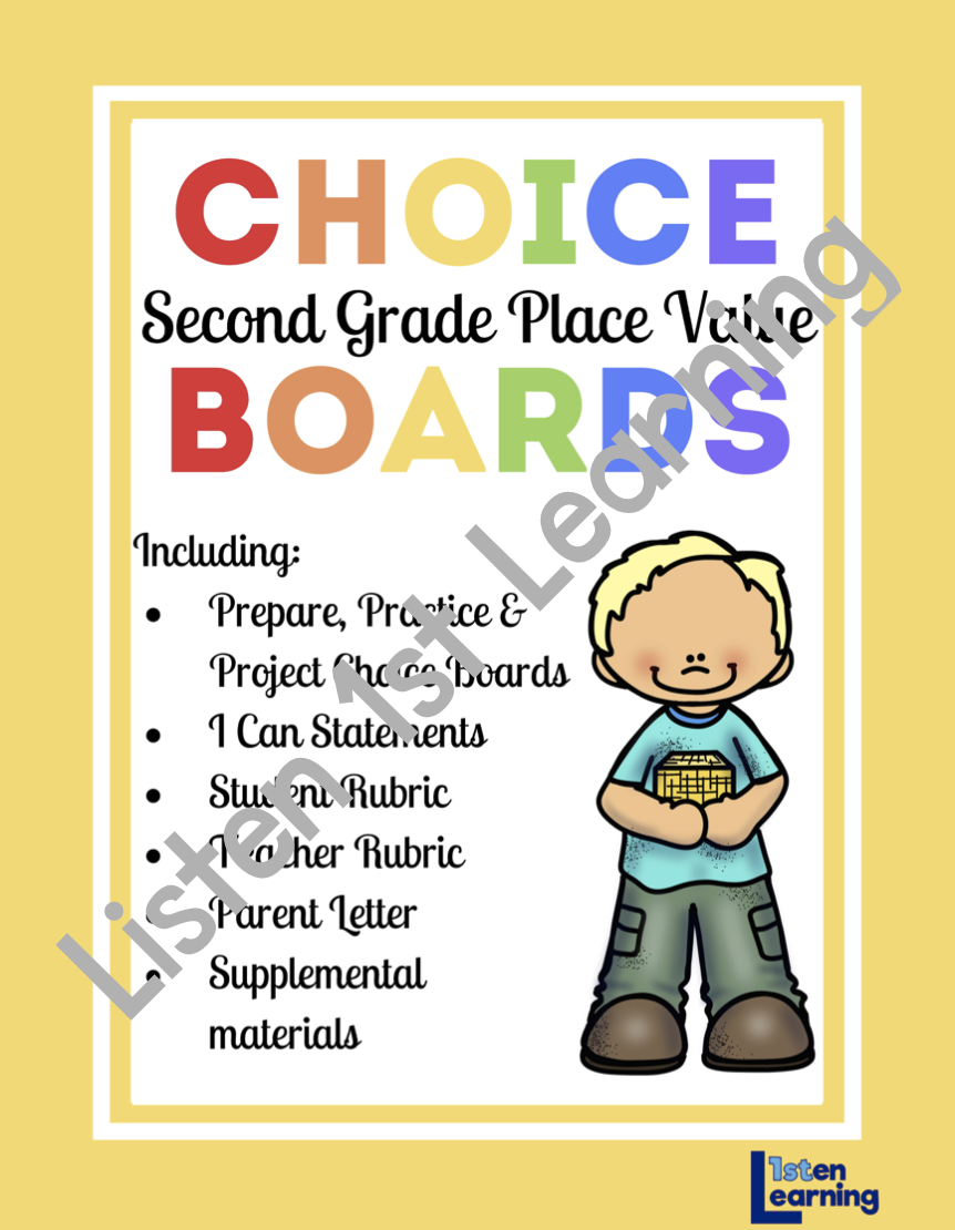 Choice Boards BUNDLE: Place Value – Listen 1st Learning