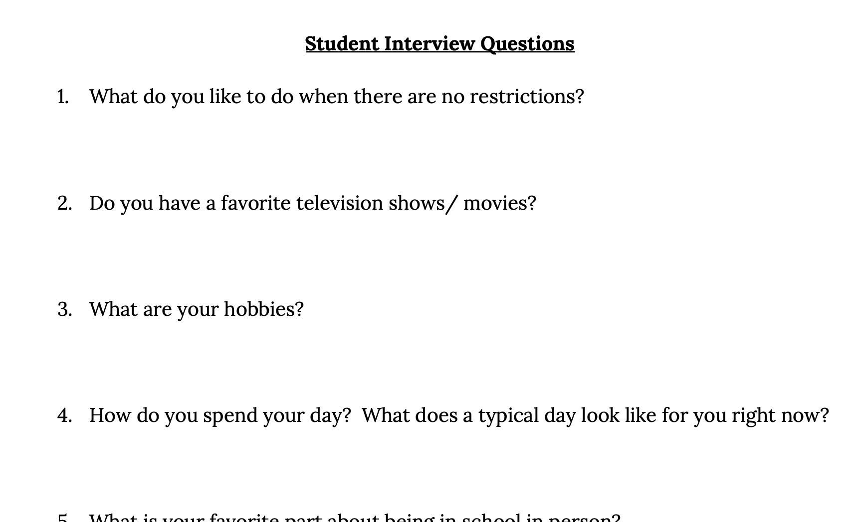 Student Interview Questions – Listen 1st Learning
