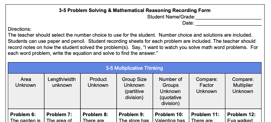 Math Diagnostic Interview: Early Detection & Targeted Intervention ...