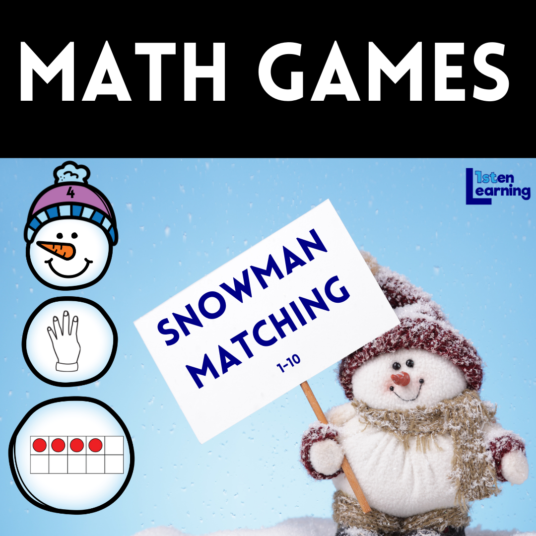 Snowman Matching Game: Numbers 1-10 – Listen 1st Learning